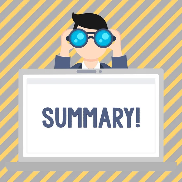 Text sign showing Summary. Conceptual photo brief statement or account of main points of ...