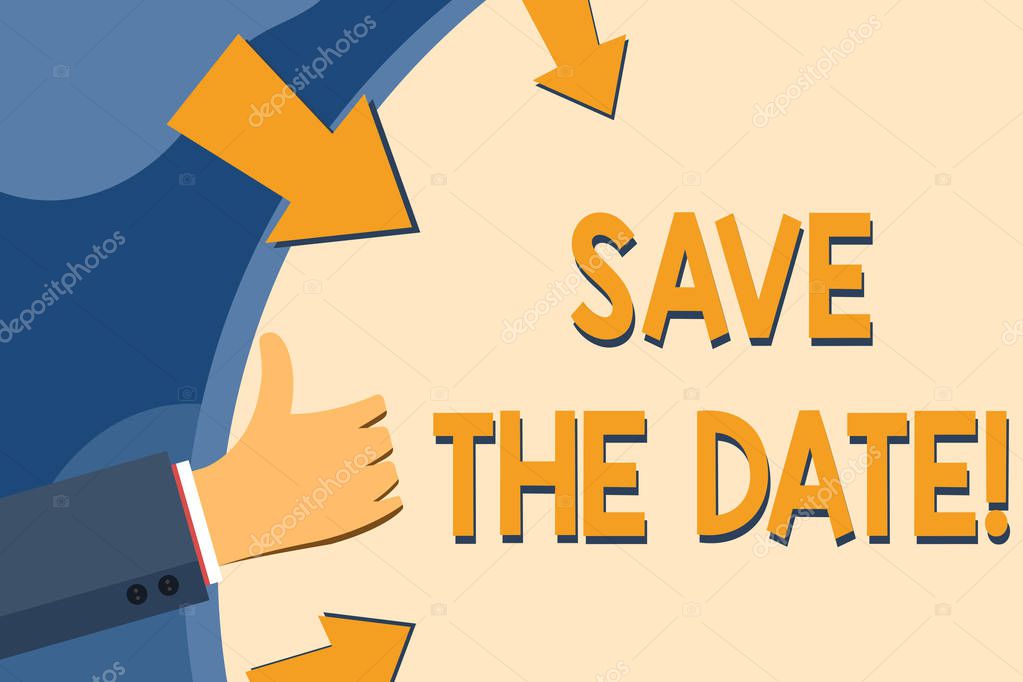 Signo de texto que muestra Guardar la fecha. Foto conceptual no ...