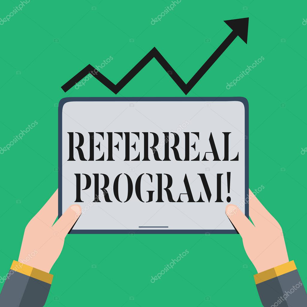 Signo de texto que muestra el programa de referencia. Método de reclutamiento interno de foto ...