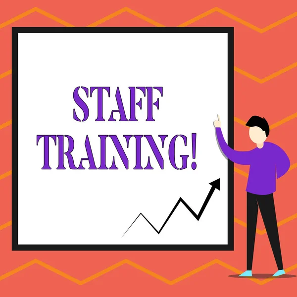 Writing note showing Staff Training. Business photo showcasing program ...