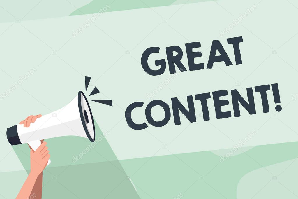 Texto de escritura de palabras Gran contenido. Concepto de negocio para ...