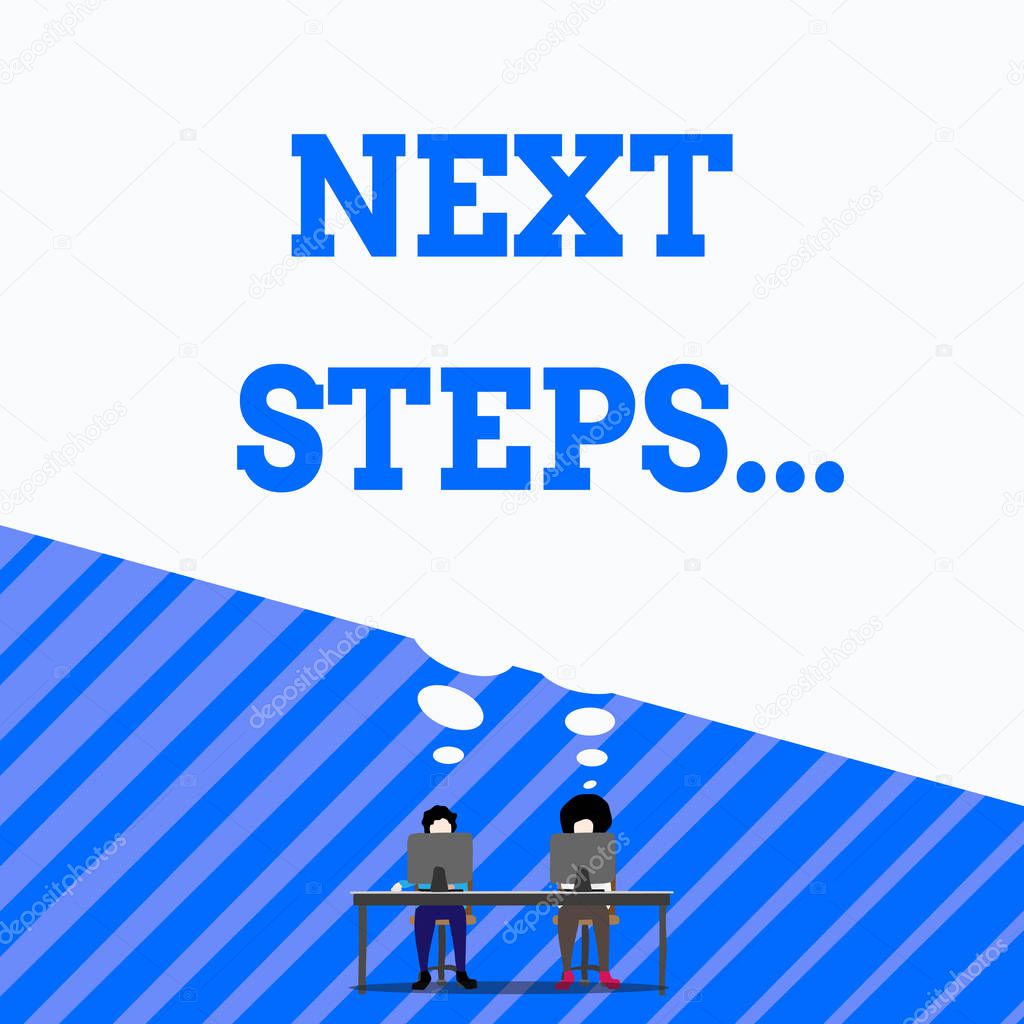 Escribir nota mostrando los próximos pasos. Foto de negocios mostrando ...