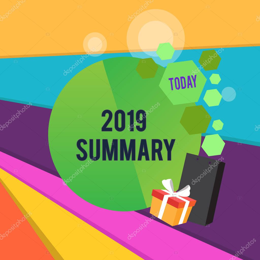 Texto de escritura de palabras 2019 Resumen. Concepto de negocio para una breve y completa ...