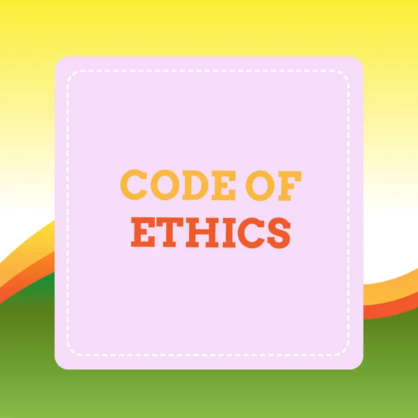 Handwriting text writing Code Of Ethics. Concept meaning basic guide ...