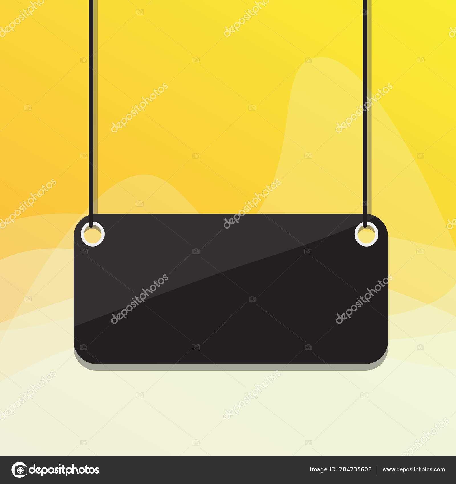 Hanging empty rectangle shaped sign on colorful background. Board ...