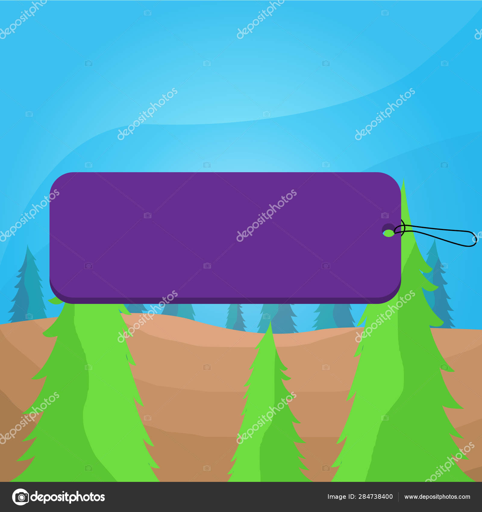 Rectangle shaped empty colored label attached by black string in right ...