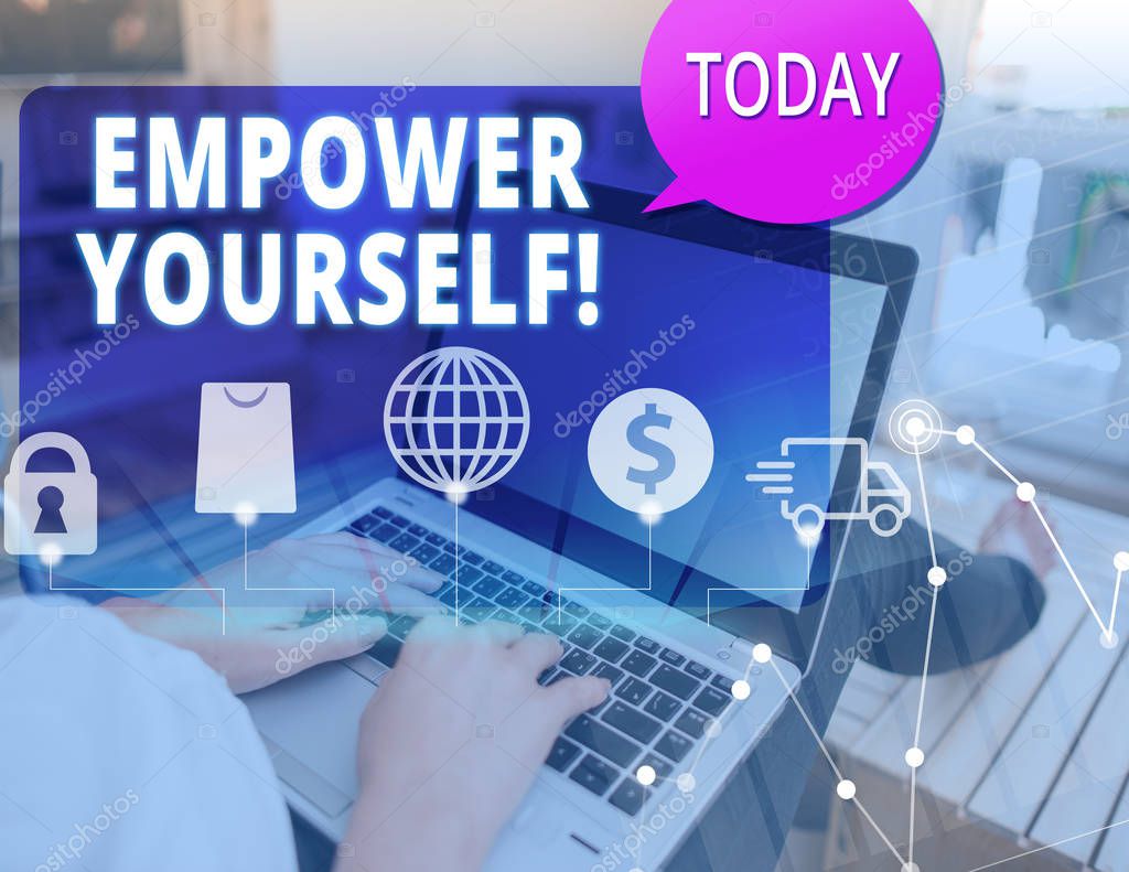 Texto de escritura de palabras Empoderarse. Concepto de negocio para tomar el control de ...