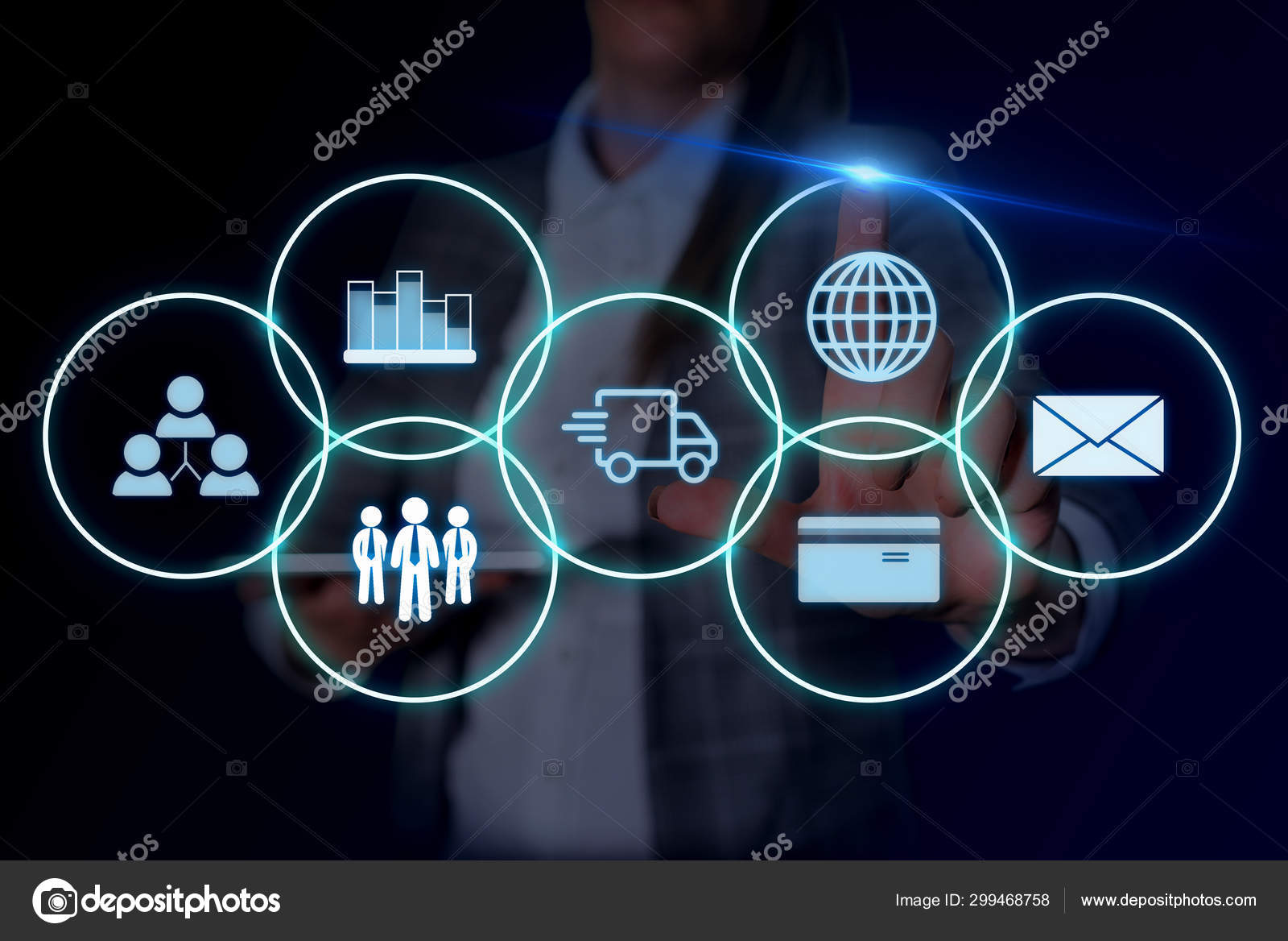 Female human presenting a presentation using the latest sophisticated ...