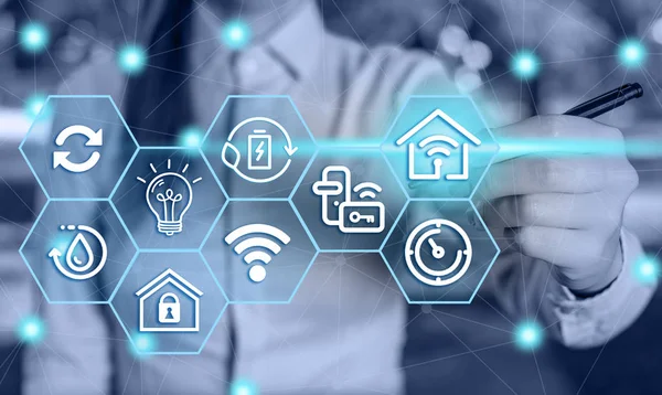 Female human presenting a presentation using the latest sophisticated ...