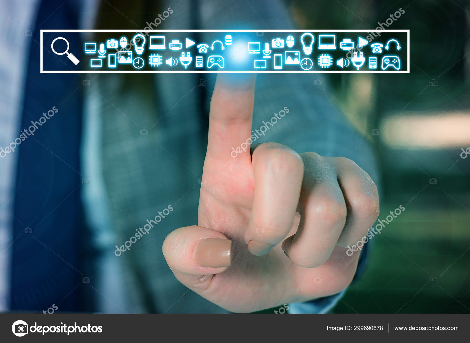 Female human presenting a presentation using the latest sophisticated ...