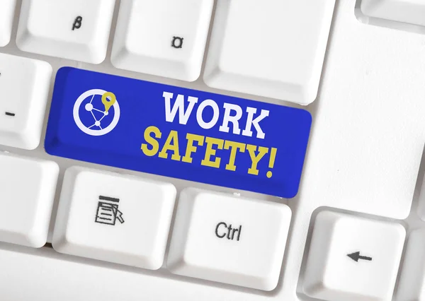 Conceptual hand writing showing Work Safety. Business photo showcasing ...