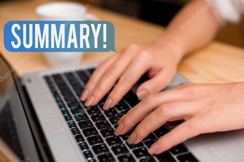 Texto manuscrito Resumen. Concepto que significa breve declaración o ...