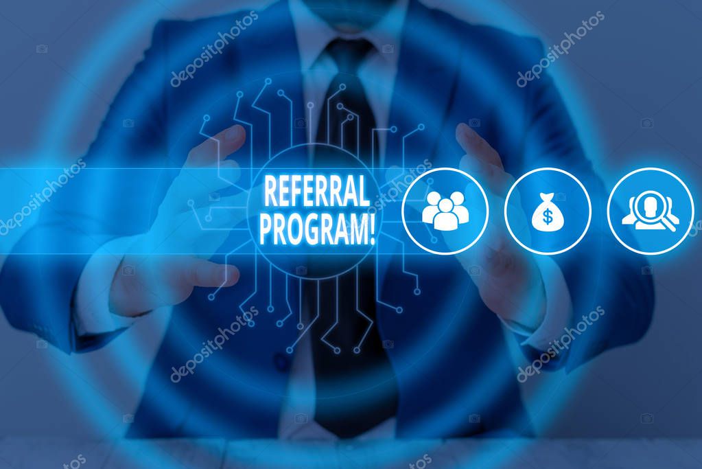 Signo de texto que muestra el programa de referencia. Método de reclutamiento interno de foto ...