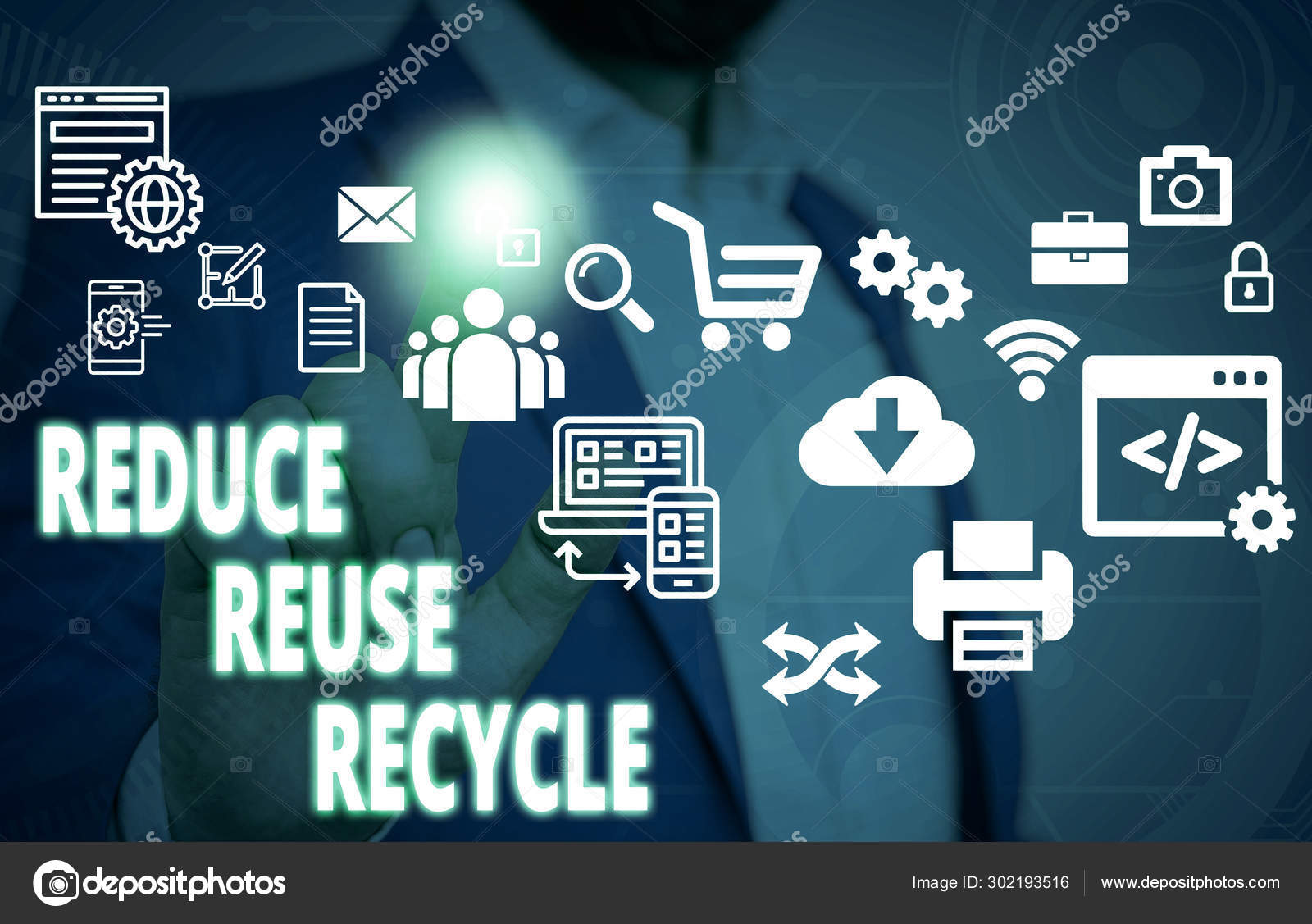 Handwriting text Reduce Reuse Recycle. Concept meaning ...