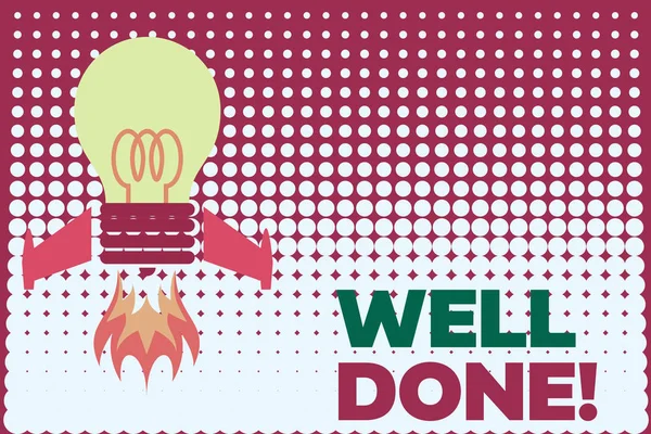 Text sign showing Well Done. Conceptual photo used praising ...