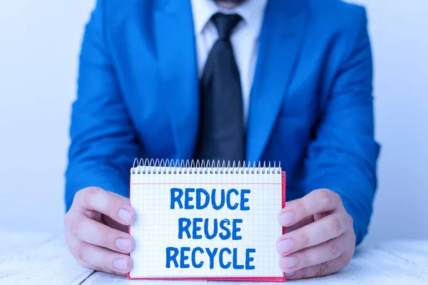 Handwriting text Reduce Reuse Recycle. Concept meaning ...