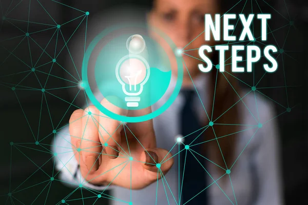 Word writing text Next Steps. Business concept for something you do or ...