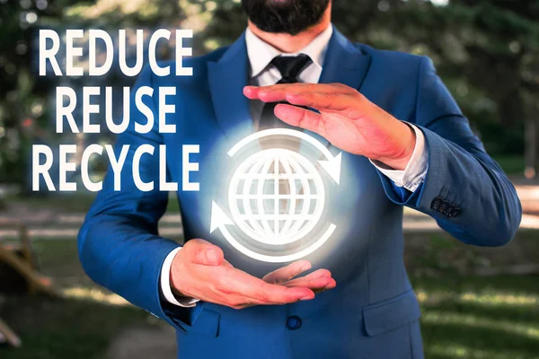 Handwriting text Reduce Reuse Recycle. Concept meaning ...