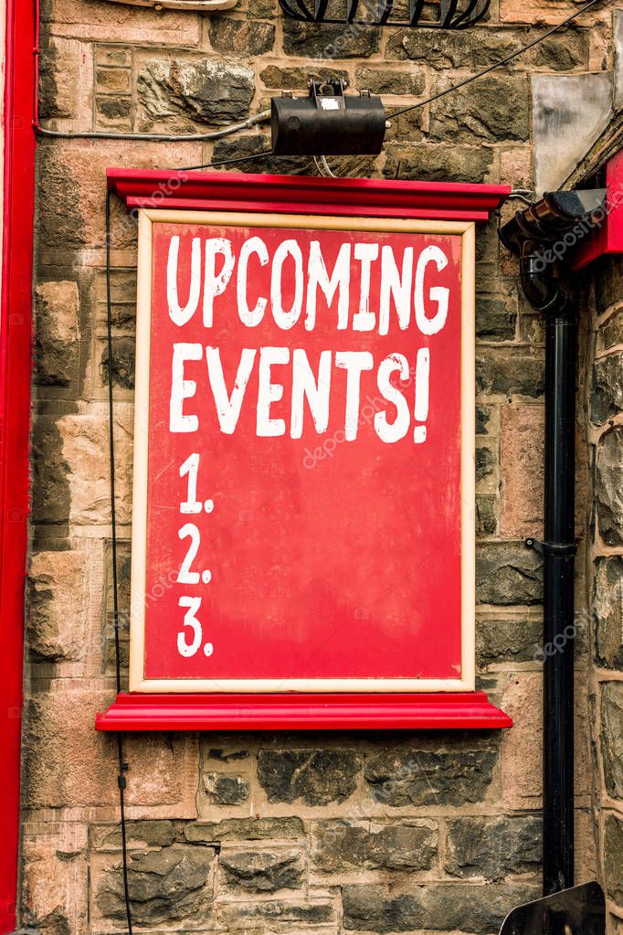 Escritura manual conceptual que muestra los próximos eventos ...