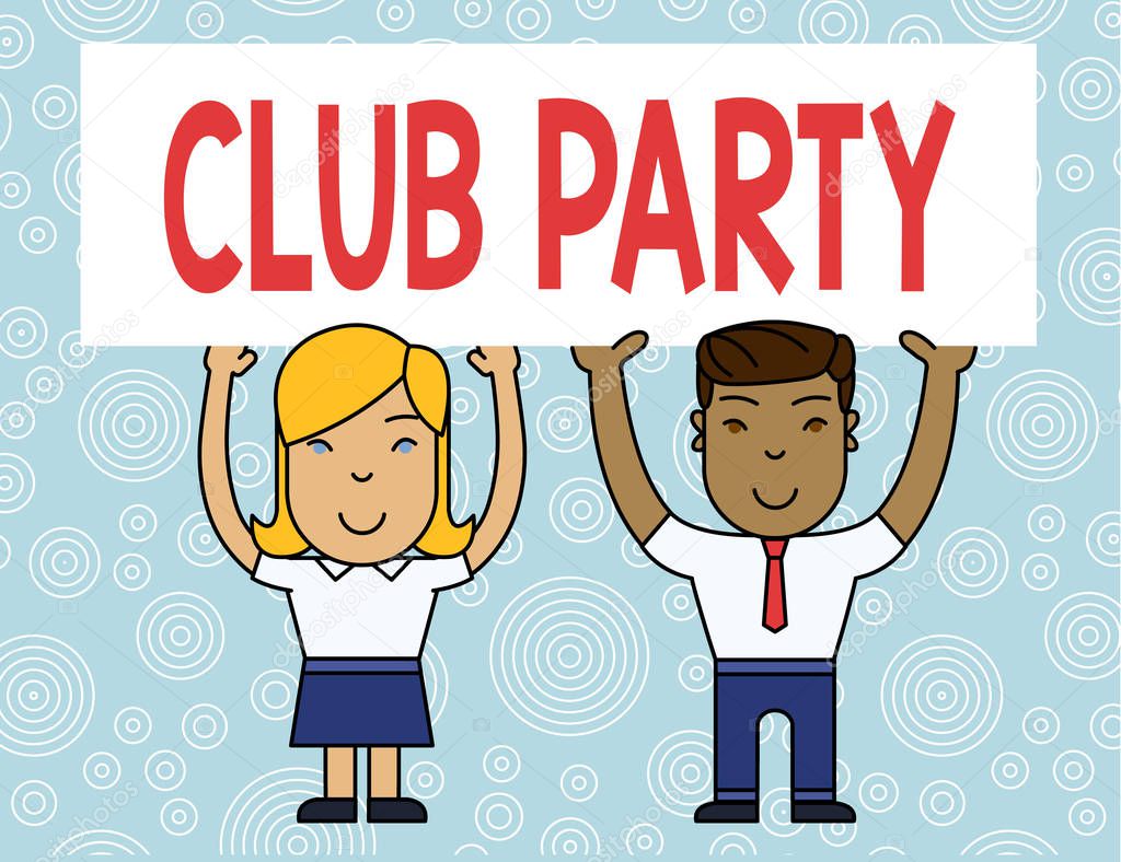 Texto de escritura de palabras Club Party. Concepto de negocio para la ...
