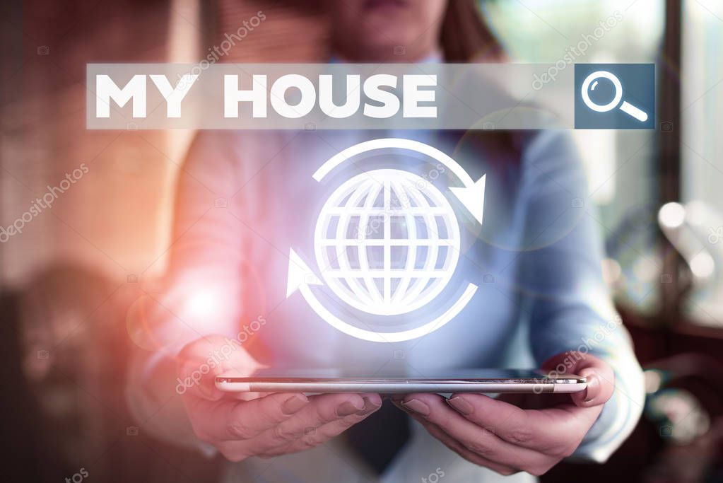 Escritura manual conceptual que muestra Mi Casa. Muestra de fotos de negocios Un lugar o ...