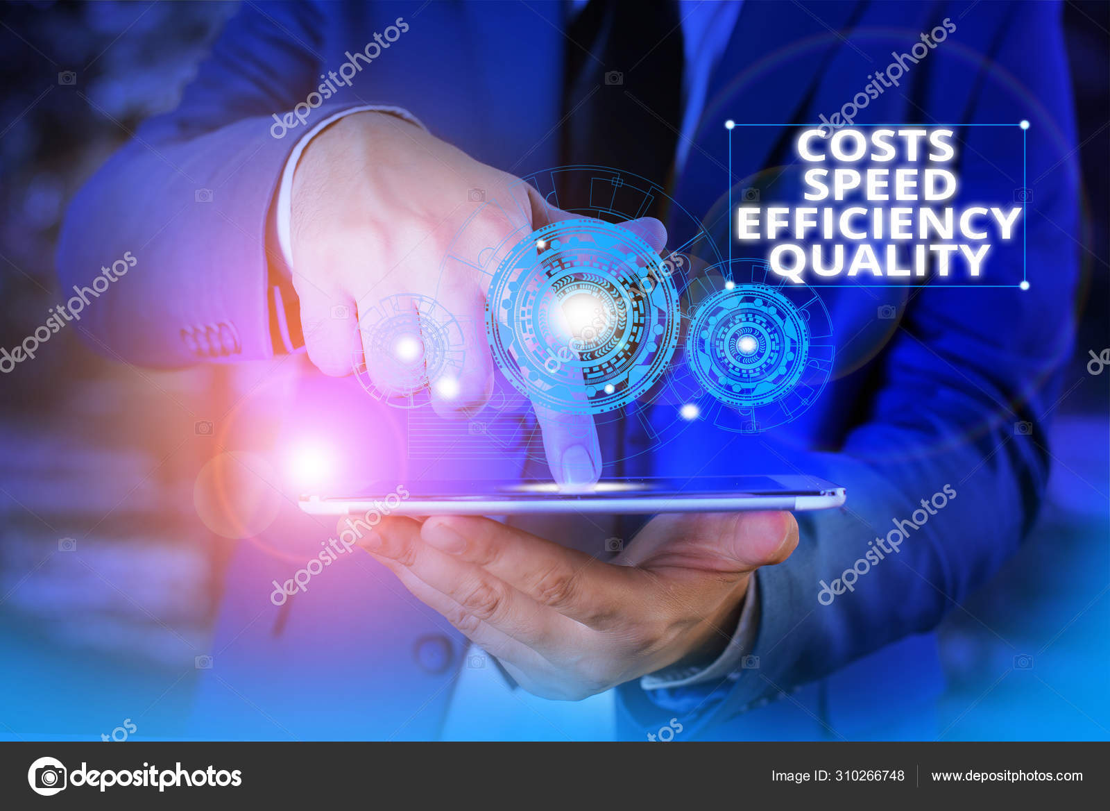 Handwriting text Costs Speed Efficiency Quality. Concept meaning ...