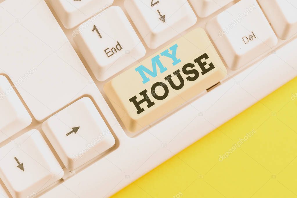 Texto de escritura Mi Casa. Concepto que significa Un lugar o edificio ...