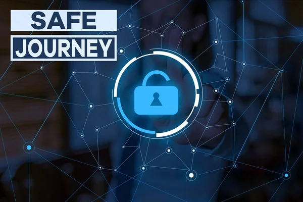 Handwriting text Safe Journey. Concept meaning polite way of wishing ...