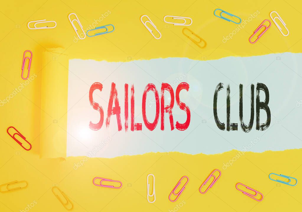 Texto de escritura Sailors Club. Concepto que significa una ...