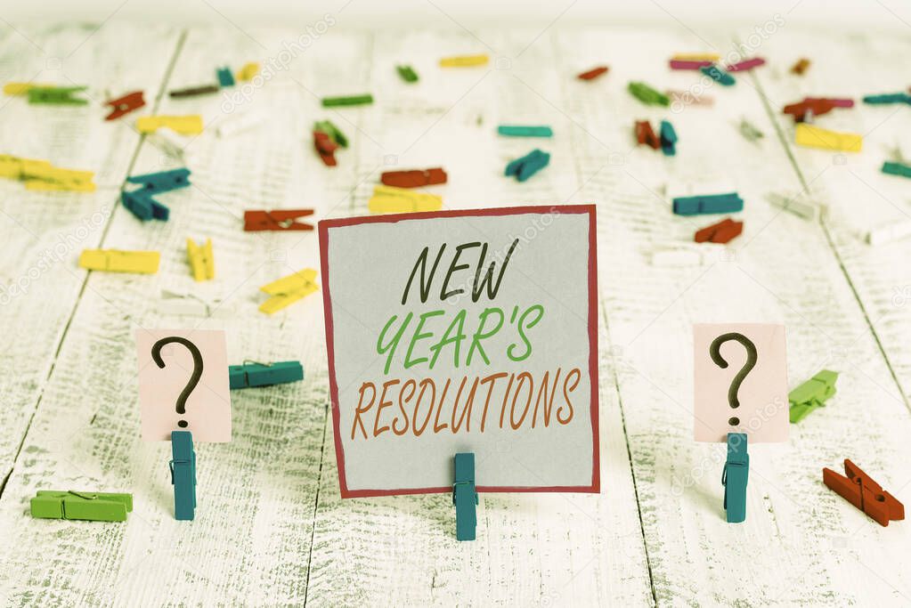 Texto de escritura a mano escribiendo Resoluciones de Año Nuevo S ...