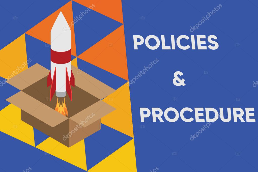 Signo de texto que muestra Políticas y Procedimiento. Lista de fotos ...