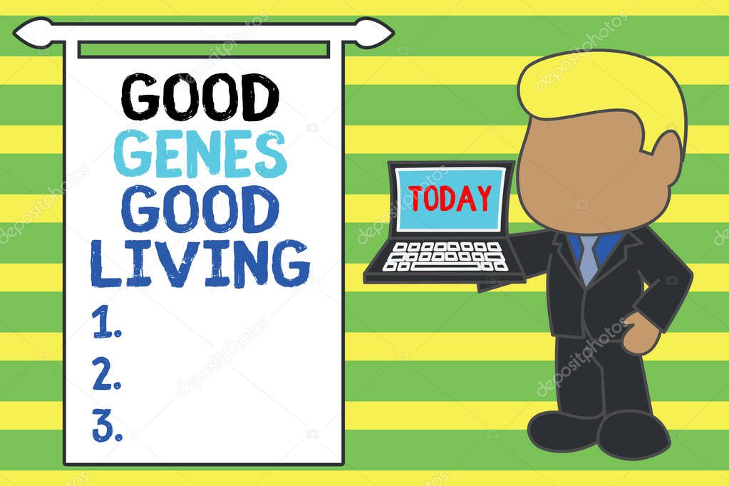 Texto de escritura de palabras Good Genes Good Living. Concepto de ...