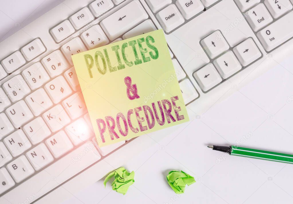 Escribir nota mostrando Políticas y Procedimiento. Lista de reglas de ...