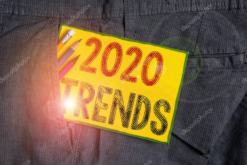 Escritura a mano texto 2020 Tendencias. Concepto que significa cosas ...