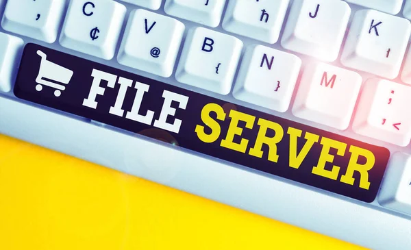 Word writing text File Server. Business concept for device which controls access to separately ...