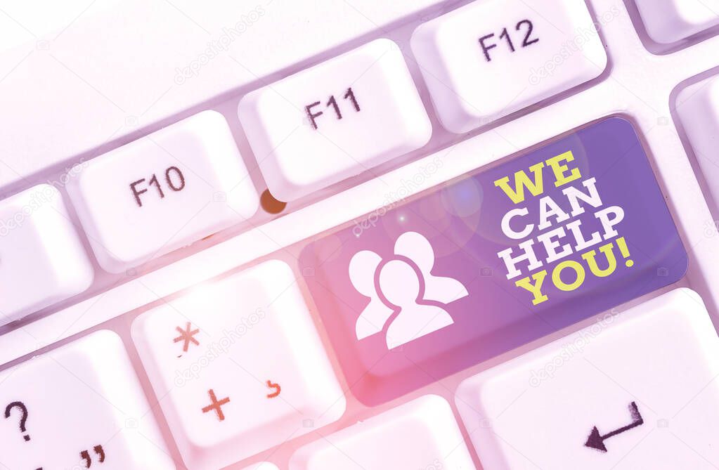 Escribir texto a mano Podemos ayudarle. Concepto que significa ofrecer ...