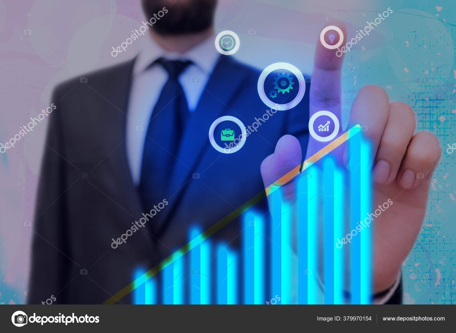 Illustration Line With Arrow Arrowhead Progressing Moving Upward ...