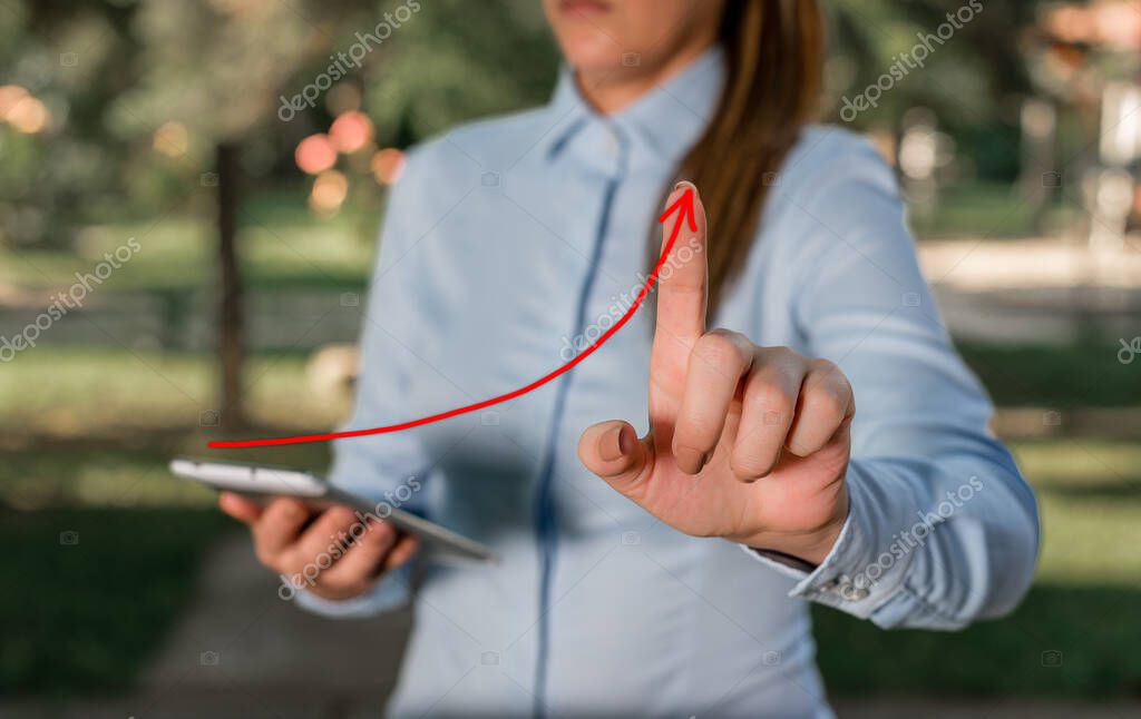 Ilustración de la curva de la punta de flecha que enfrenta el aumento ...