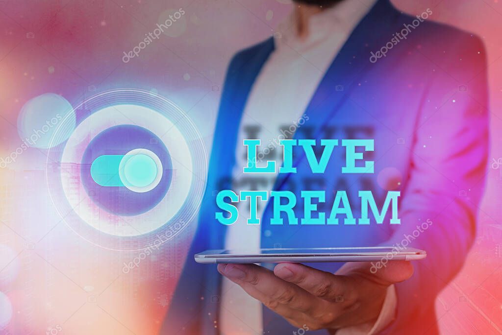 Texto de escritura de palabras Live Stream. Concepto de negocio para ...