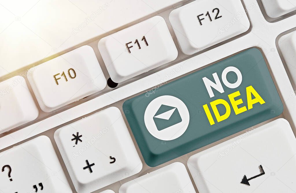 Signo de texto que muestra No Idea. Foto conceptual completamente ambivalente con la falta de ...