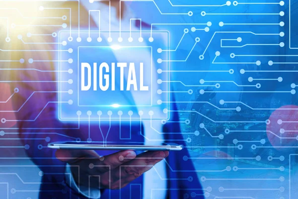 Text sign showing Digital. Conceptual photo electronic technology that ...