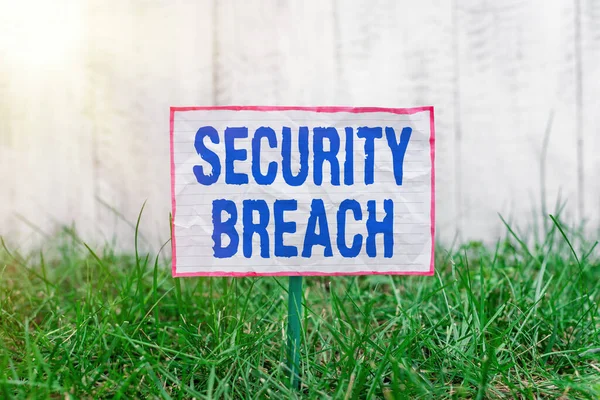 Text sign showing Security Breach. Conceptual photo unauthorized access ...
