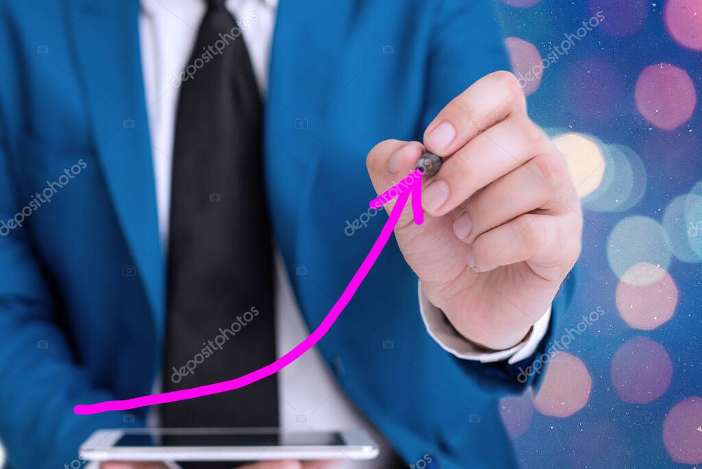 Ilustración de la curva de la punta de flecha que enfrenta el aumento ...