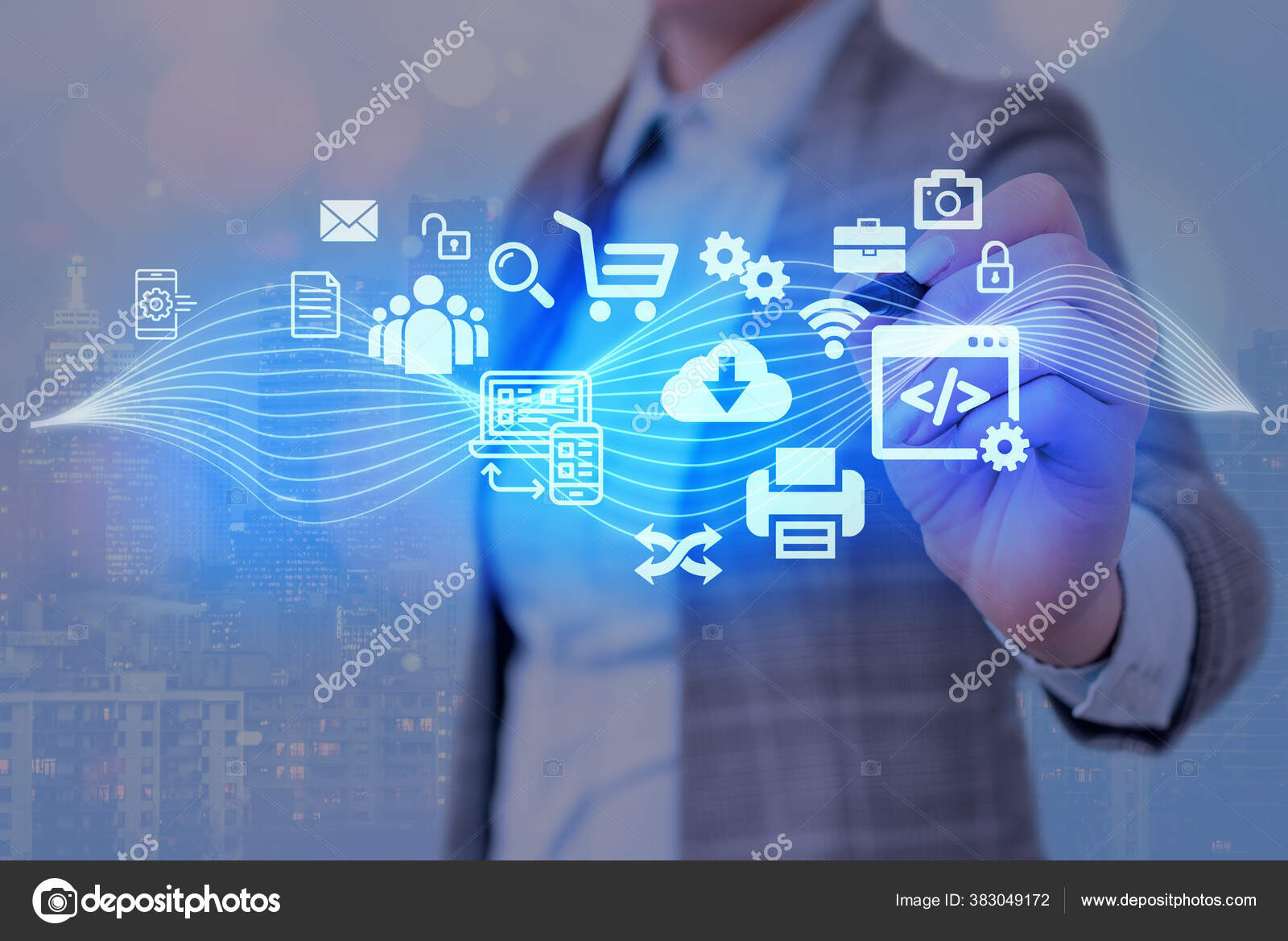 Information Computerization With Infographic Elements And Flat Icons ...