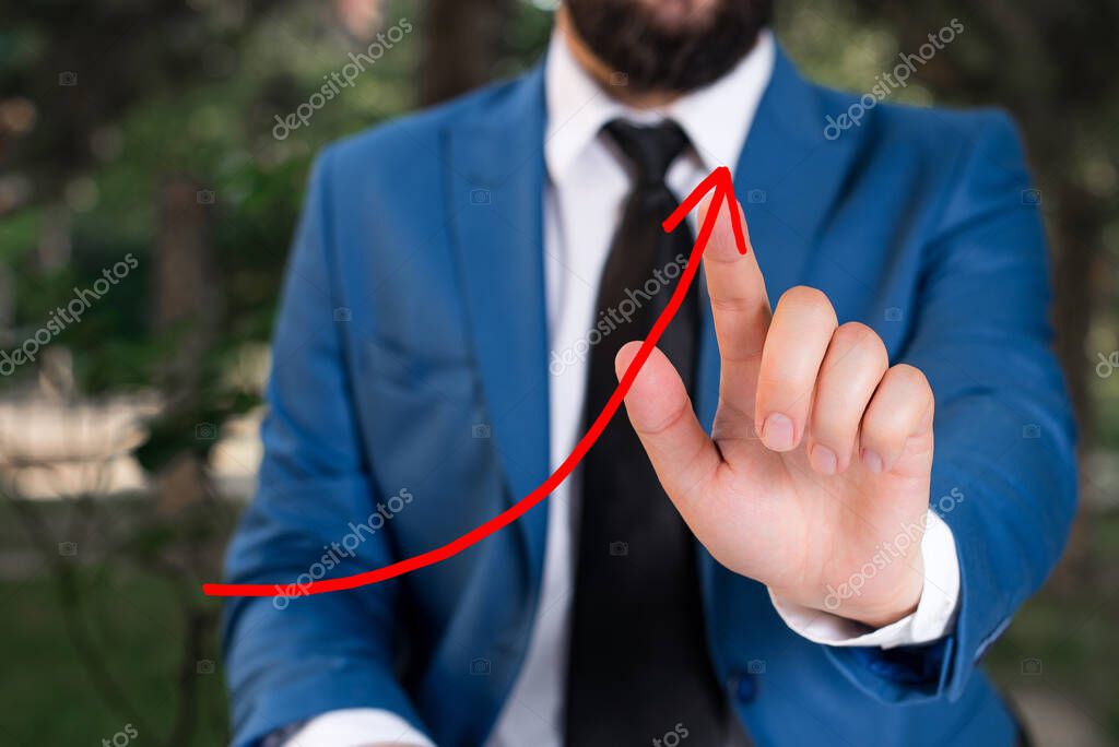 Ilustración de la curva de la punta de flecha que enfrenta el aumento ...