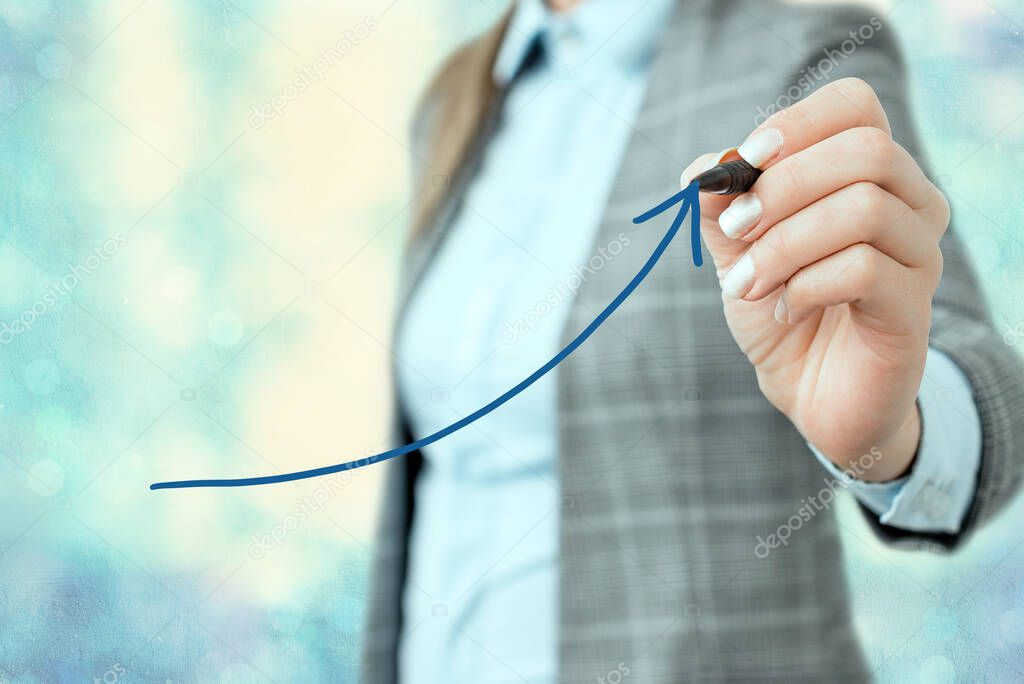 Ilustración de la curva de la punta de flecha que enfrenta el aumento ...