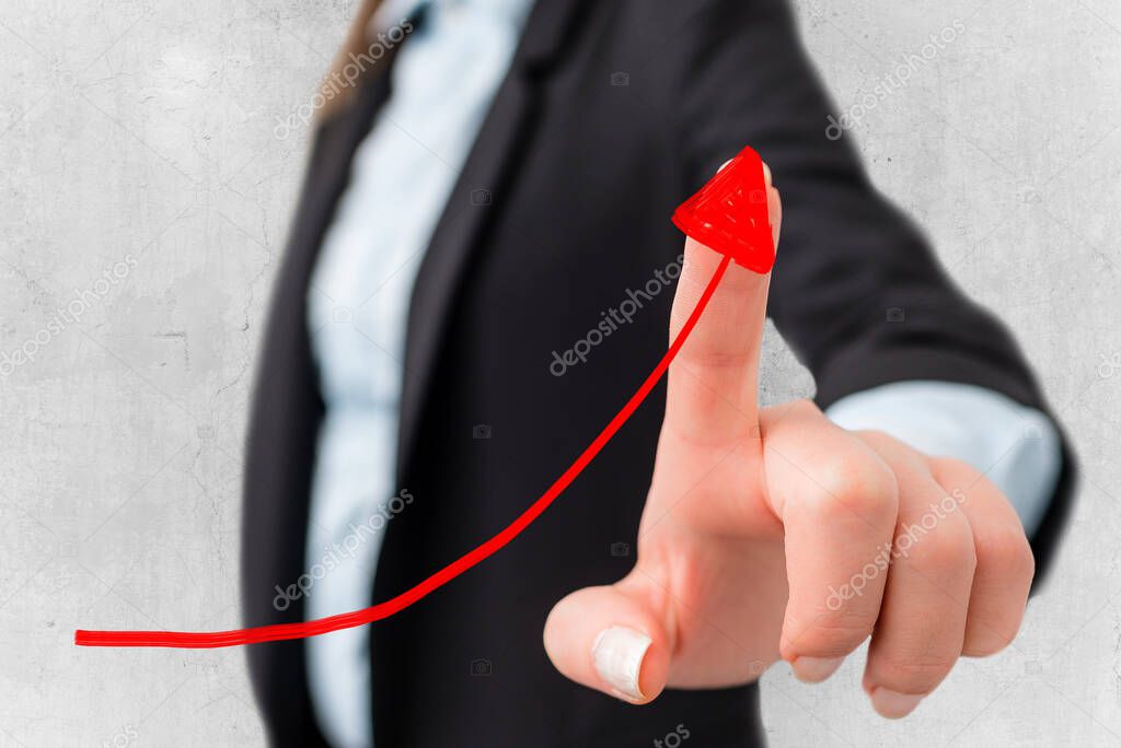 Ilustración de la curva de la punta de flecha que enfrenta el aumento ...