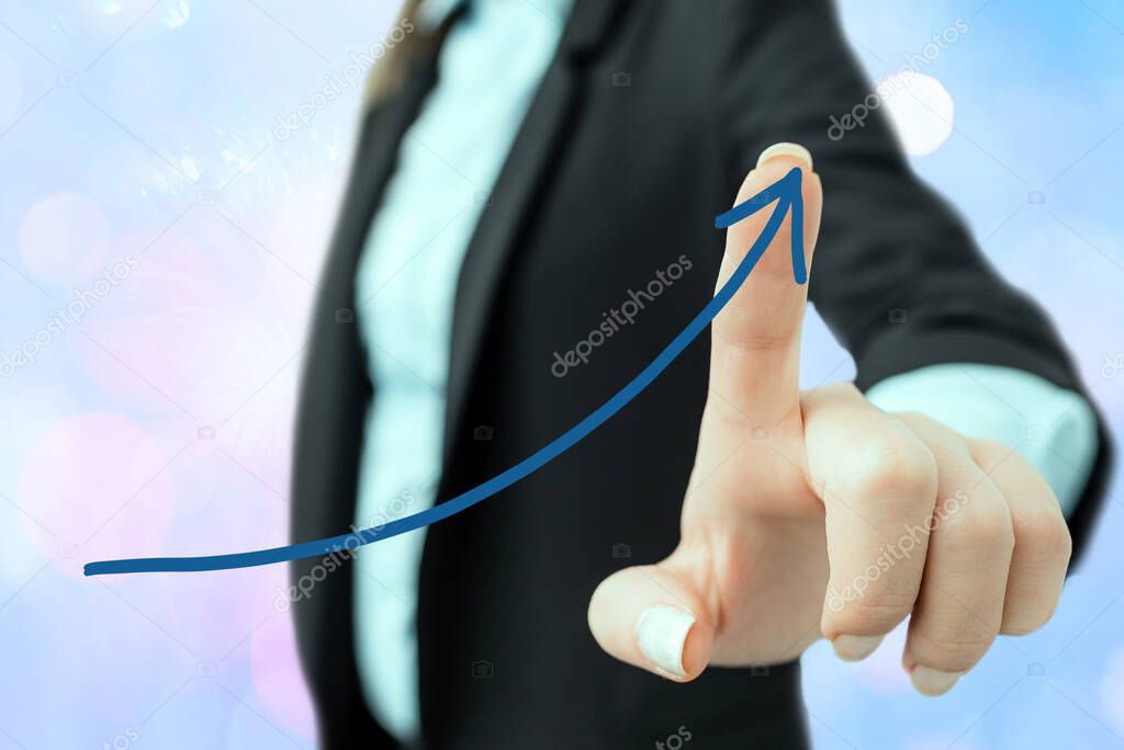 Ilustración de la curva de la punta de flecha que enfrenta el aumento ...