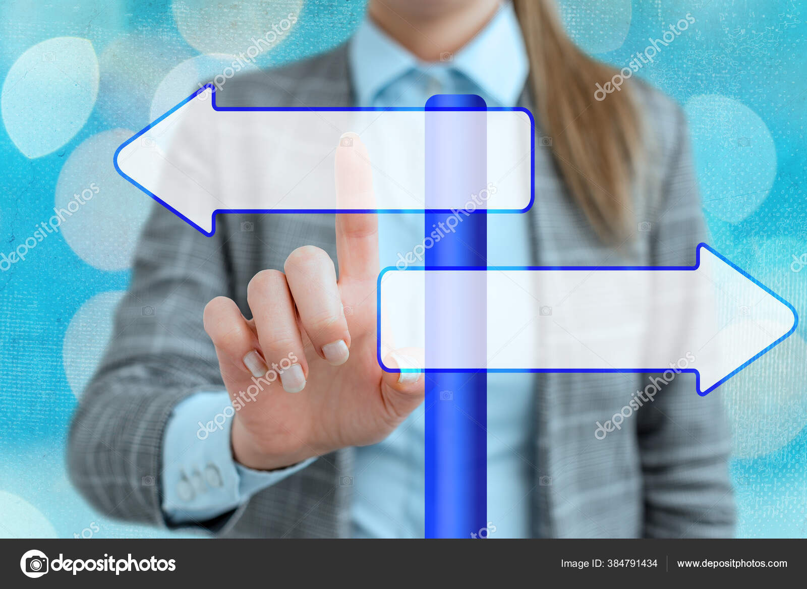 A An Individualin Doubt, Having To Choose Between Two Choices Indicated ...