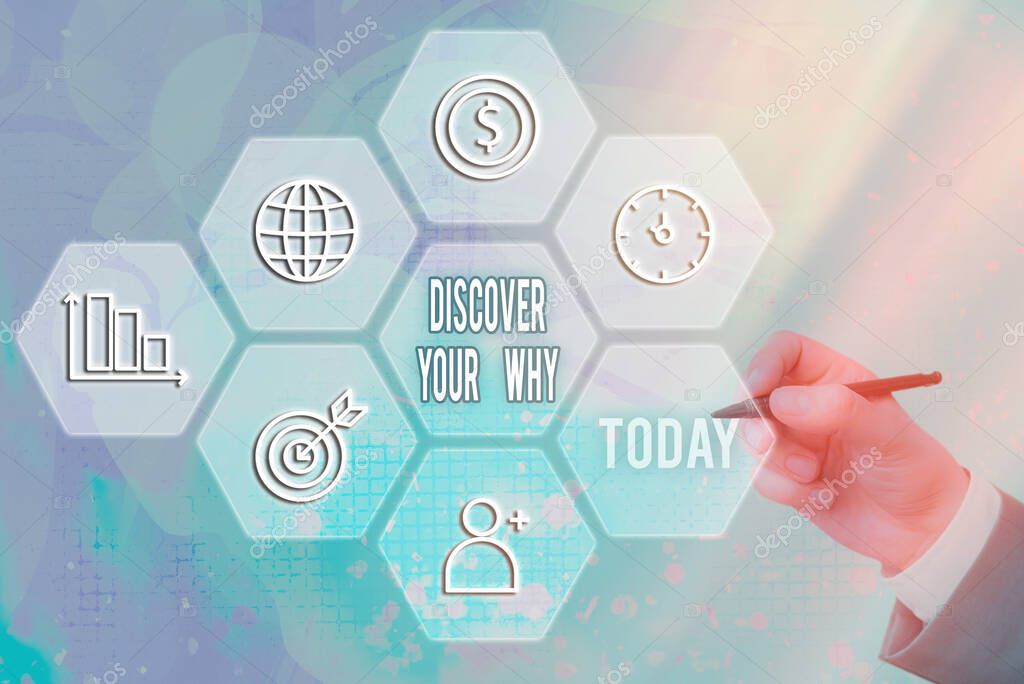 Signo de texto que muestra Discover Your Why. Foto conceptual conocer ...